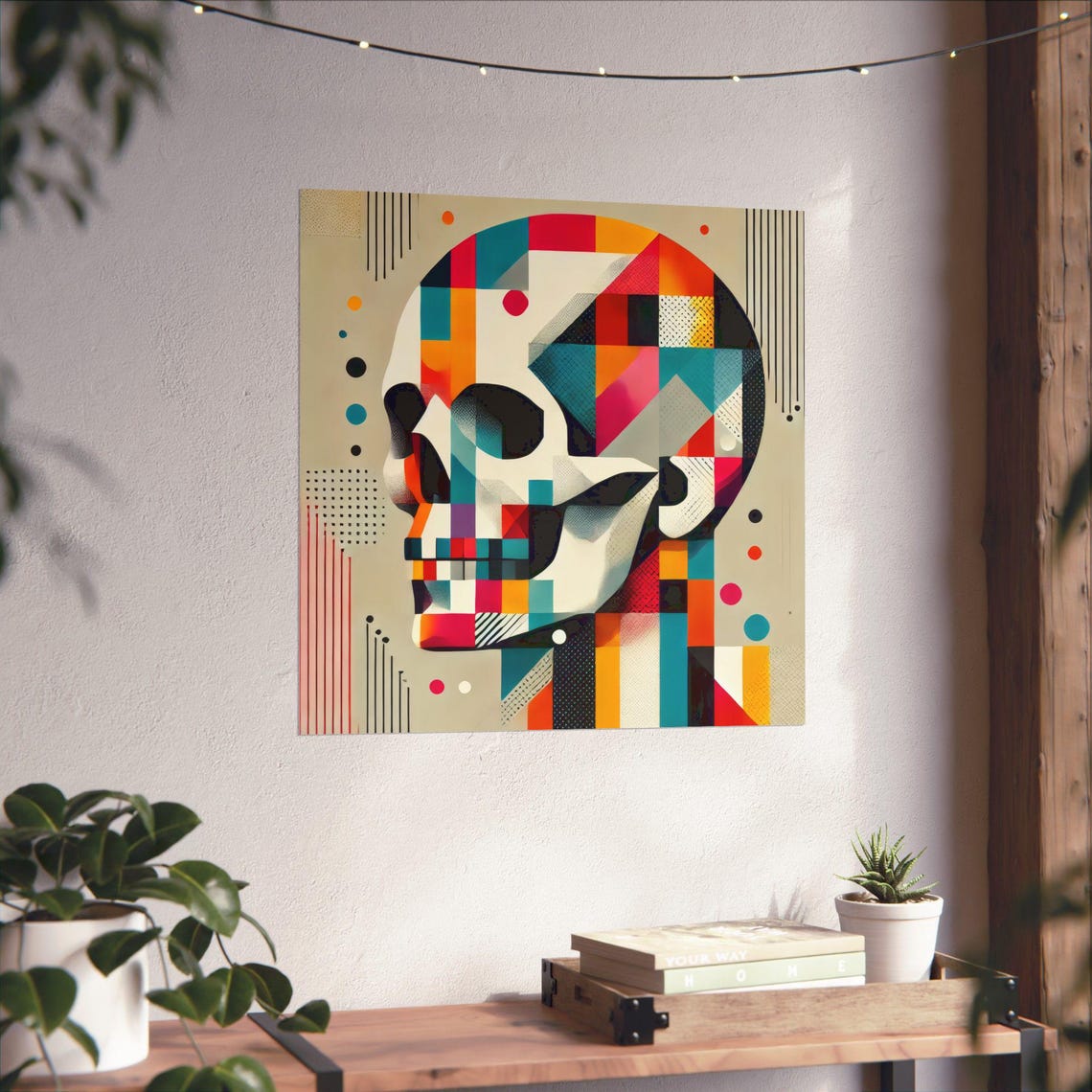 Momento Mori Skull Abstract Minimalist Bauhaus Cubist Wall Art Poster ...