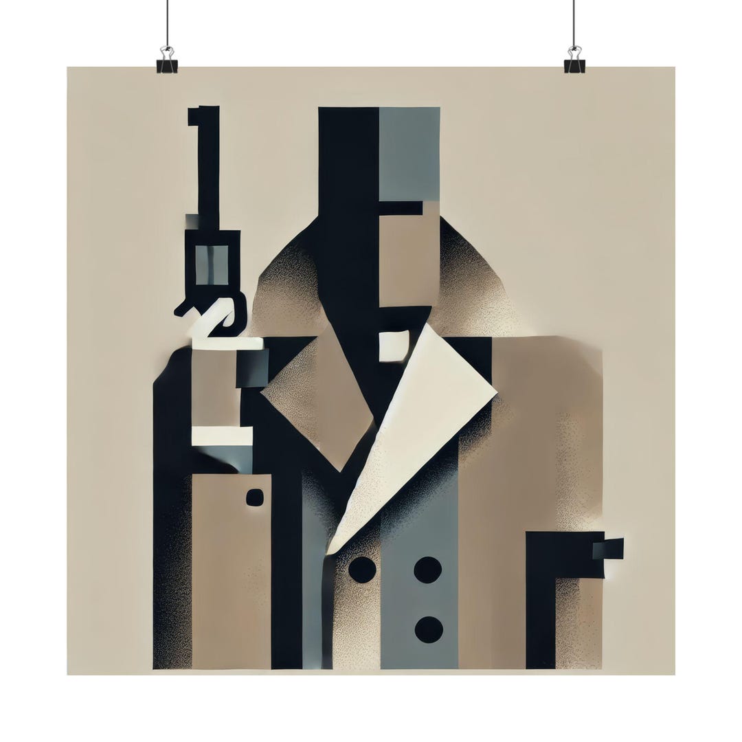 Abstract Ned Kelly Bushranger Aussie Geometric Poster, Cubist Bauhaus ...