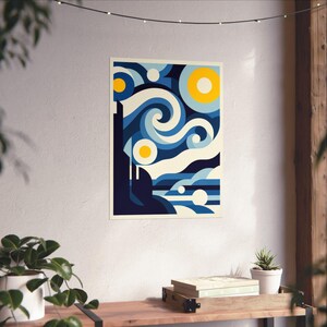 Vertical Poster, Starry Night Van Gogh Reimagined Abstract Geometric ...