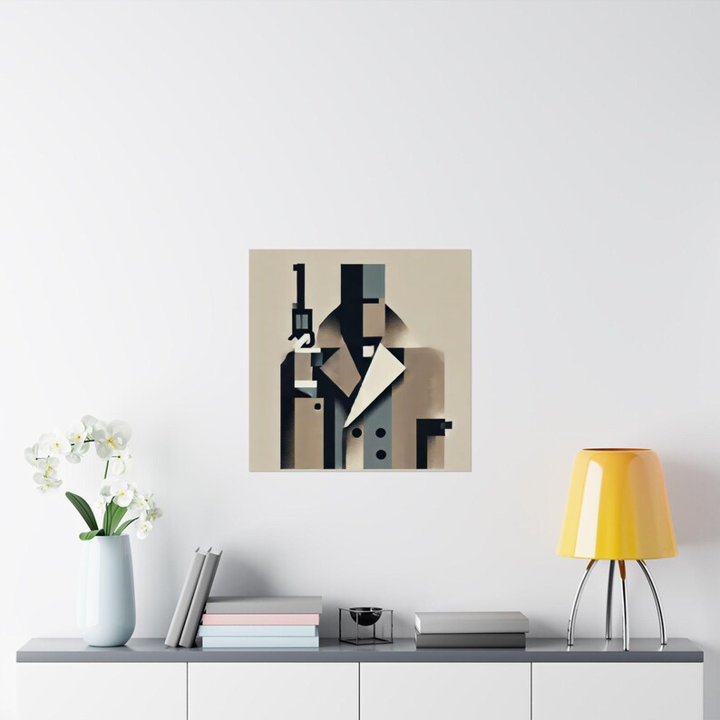 Abstract Ned Kelly Bushranger Aussie Geometric Poster, Cubist Bauhaus ...