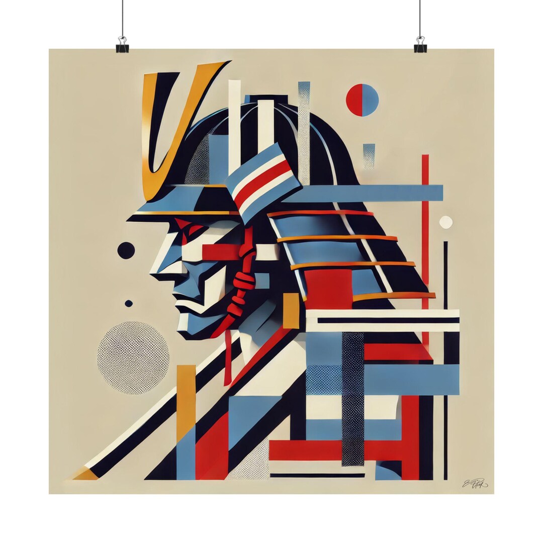Samurai Warrior Abstract Poster, Geometric Wall Art, Japan Minimalist ...