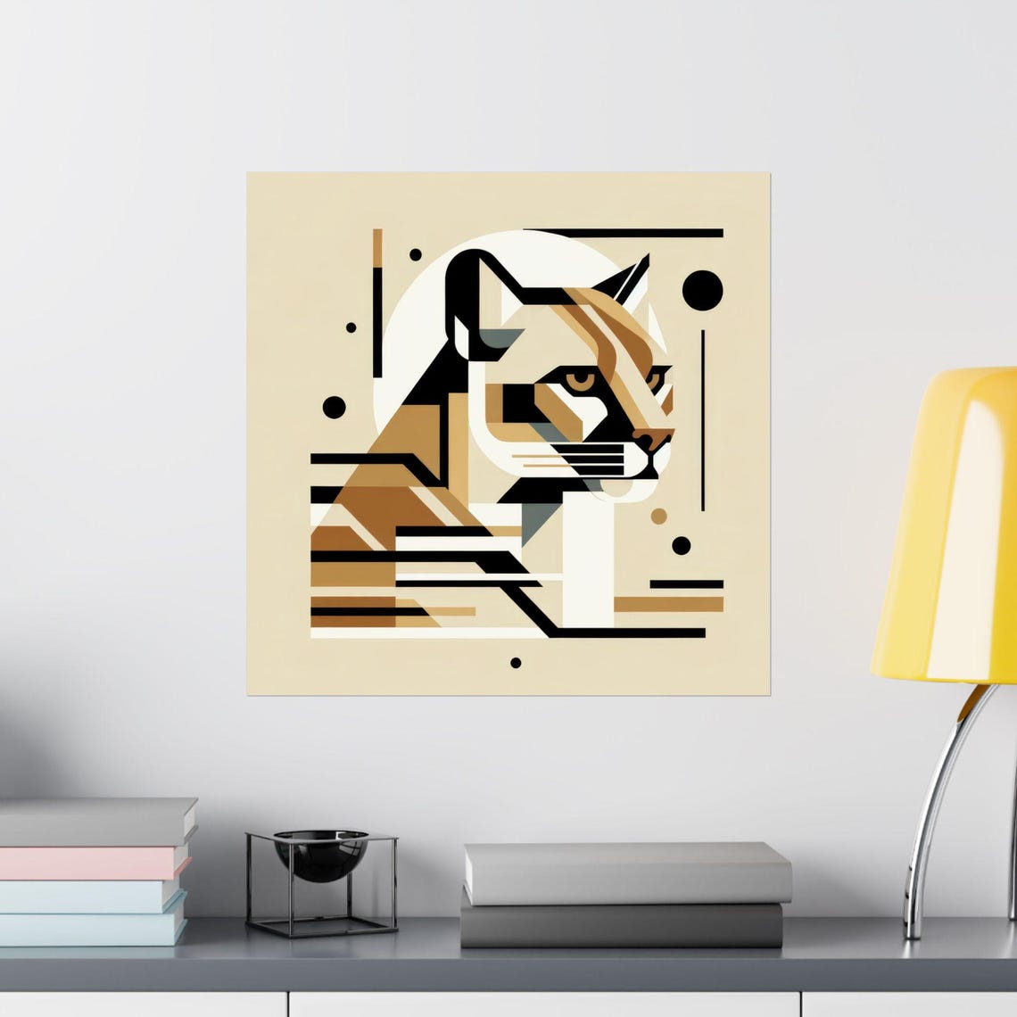 North American Puma Abstract Minimalist Bauhaus Art Wall Poster Animal ...