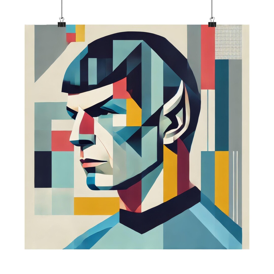 Spock Bauhaus Abstract Poster, Star Trek Minimalist Wall Art, Matte ...