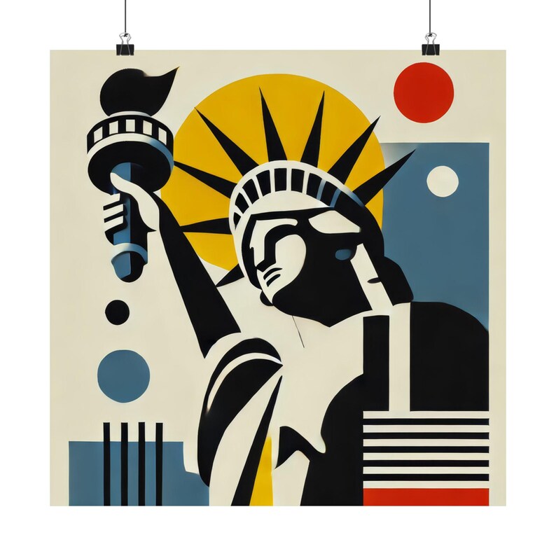 Statue of Liberty Abstract Minimalist Bauhaus Art Wall Poster ...