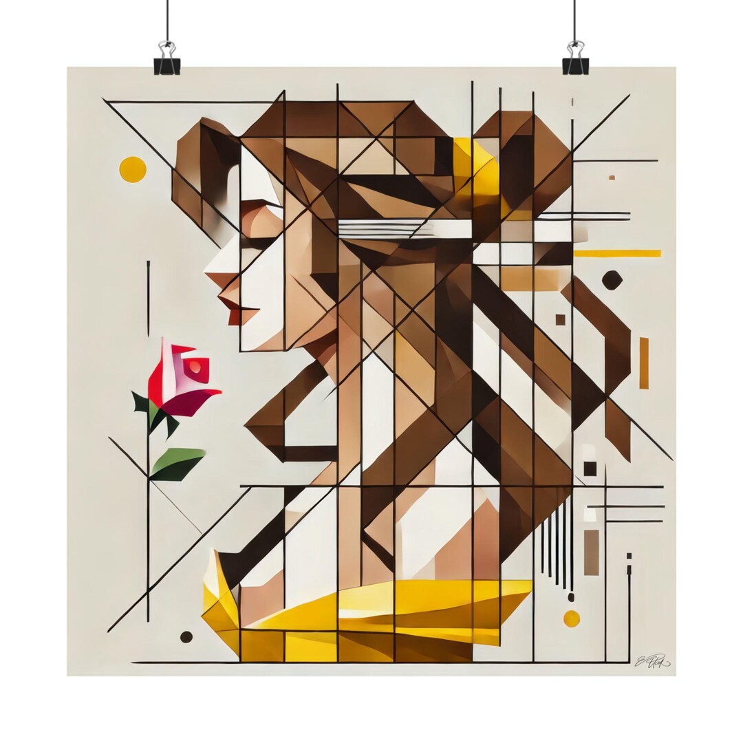 Belle Disney Princess Inspired Geometric Abstract Wall Art Poster ...