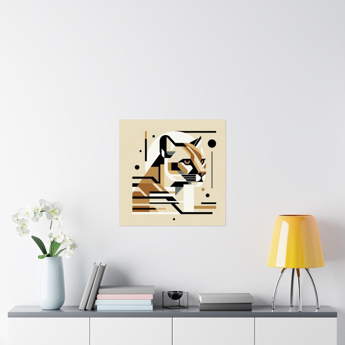 North American Puma Abstract Minimalist Bauhaus Art Wall Poster Animal ...