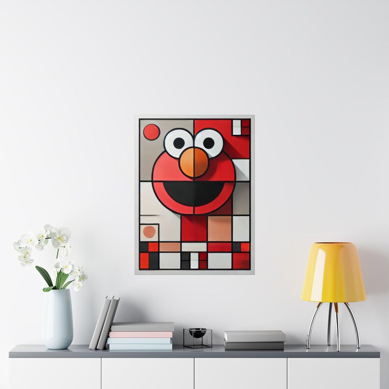 Elmo Sesame Street Abstract Minimalist Matte Vertical Posters, Wall Art ...