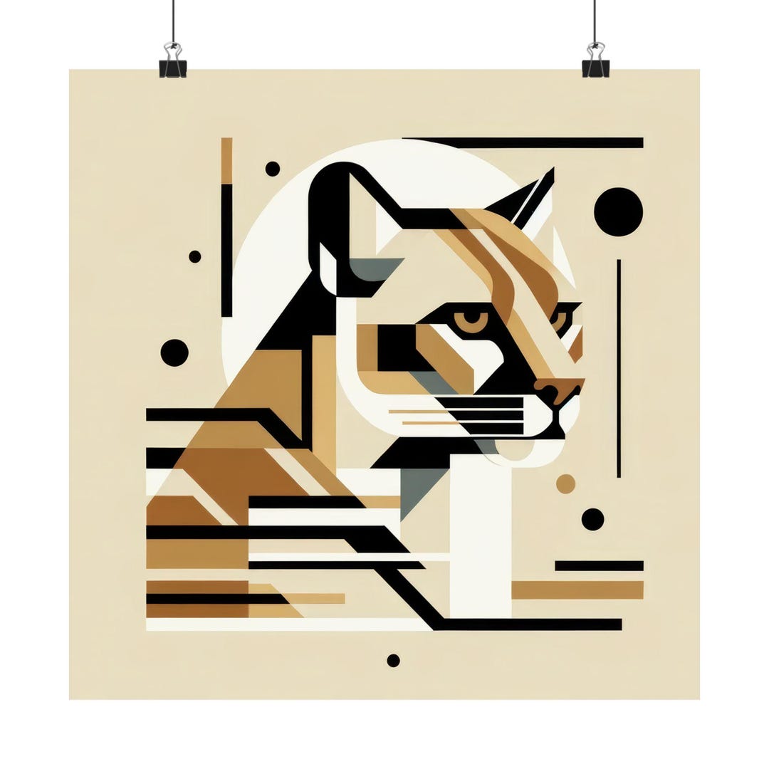 North American Puma Abstract Minimalist Bauhaus Art Wall Poster Animal ...