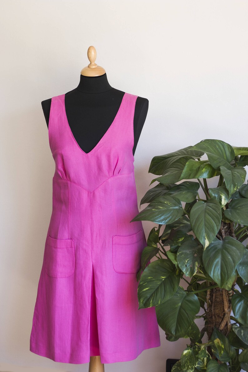 Linen Pink Midi Dress, Pink Summer Dress - Etsy