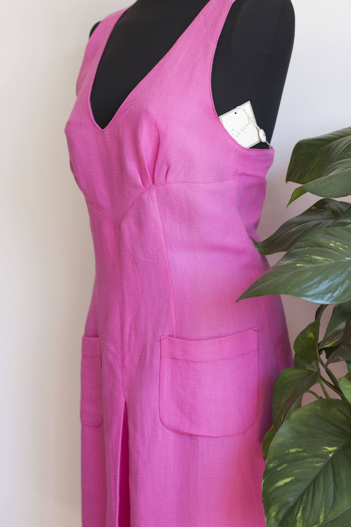 Linen Pink Midi Dress, Pink Summer Dress - Etsy