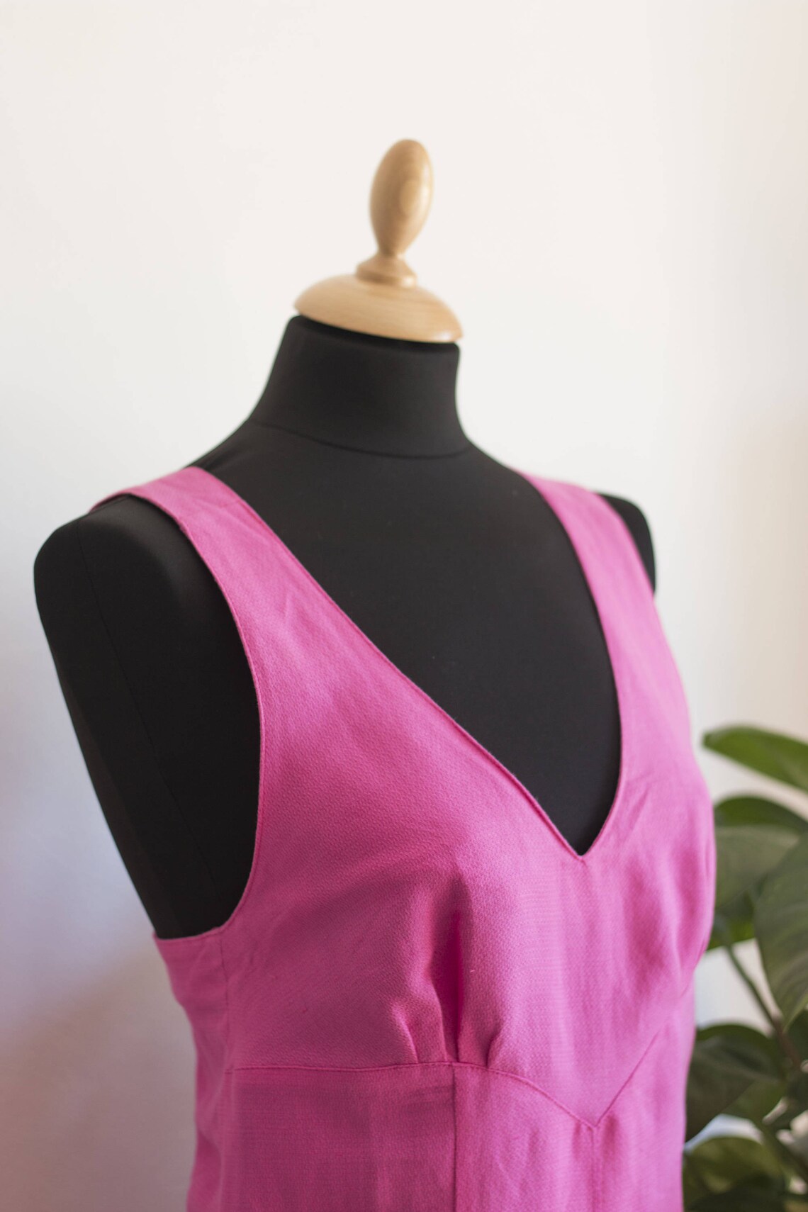 Linen Pink Midi Dress, Pink Summer Dress - Etsy