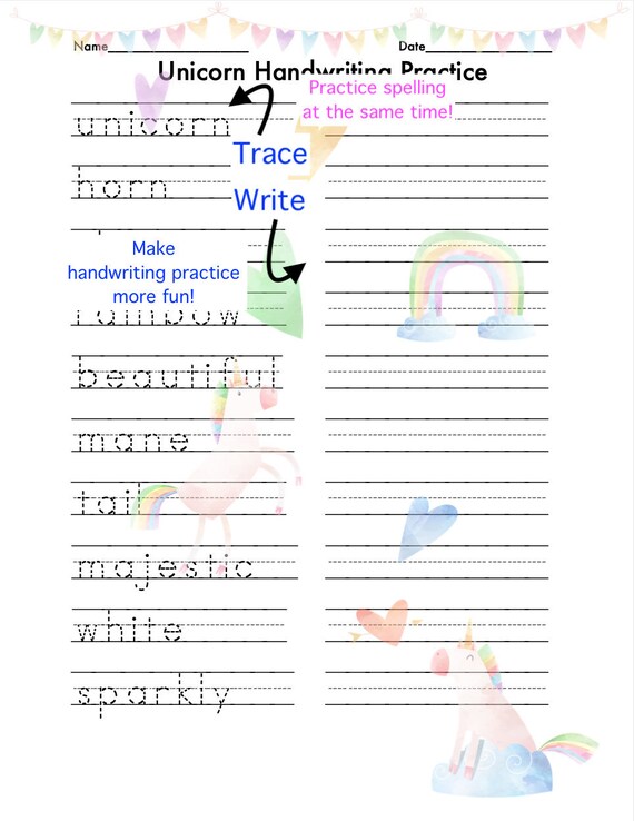 Handwriting Practice For First Grade