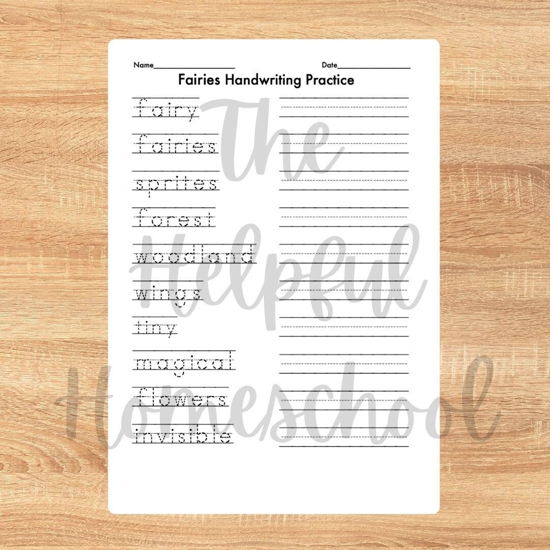 Early Elementary Handwriting Practice Worksheets/fairy Handwriting ...