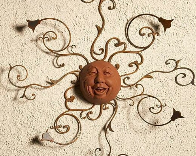 Little Happy Sun Face on Scroll Metal Ray - Etsy