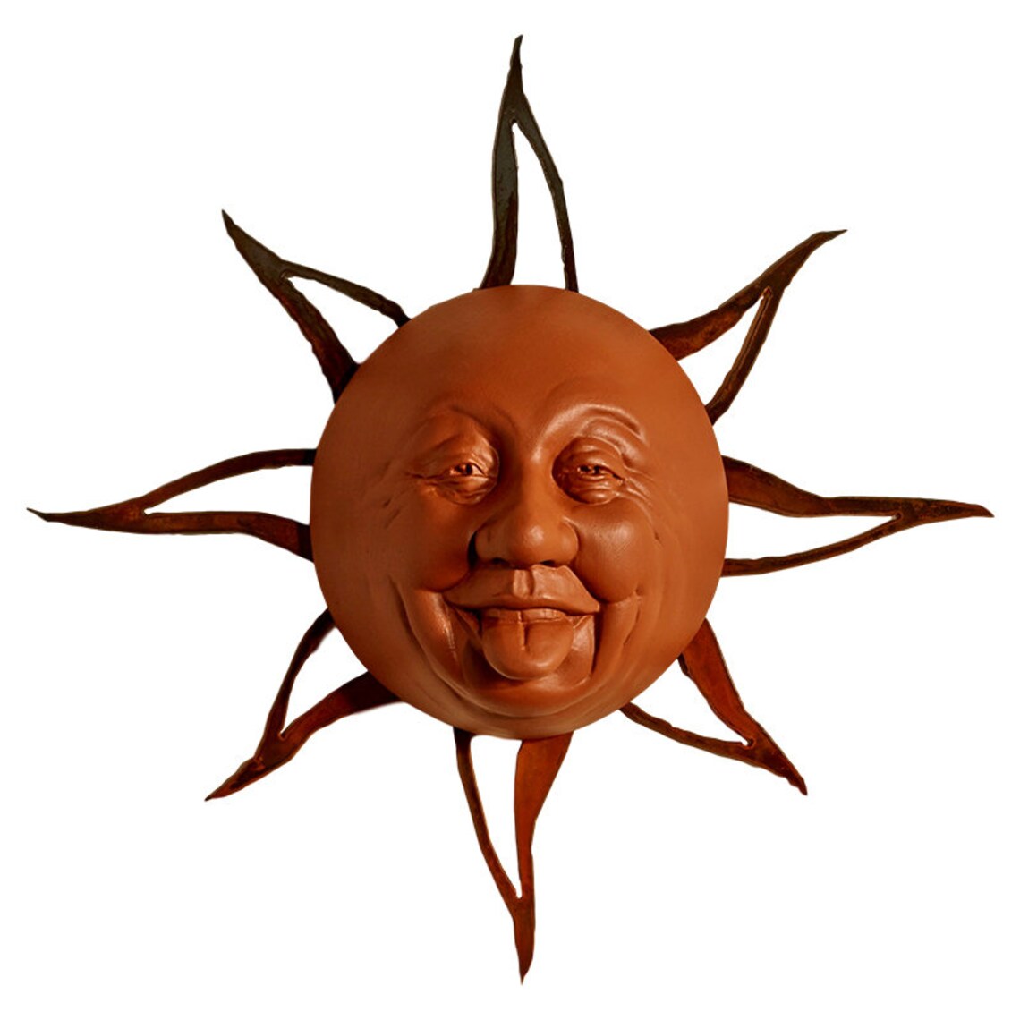 Small Cement Sun Face Gotcha on Metal Pointer Ray by Elizabeth - Etsy