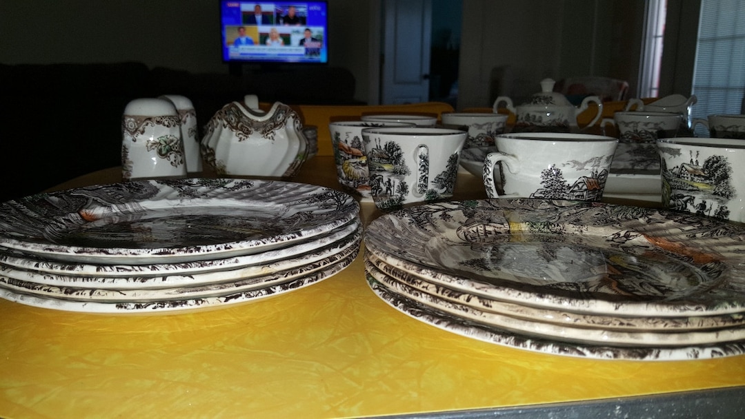 1969 Vintage 16 piece Yorkshire Ironstone Ceramic Dinnerware Set sears ...