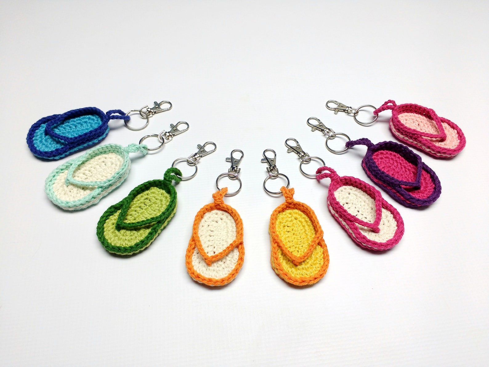 Flip Flop Key Chain, Crochet Flip Flop Key Ring, Travelers Key Fob ...