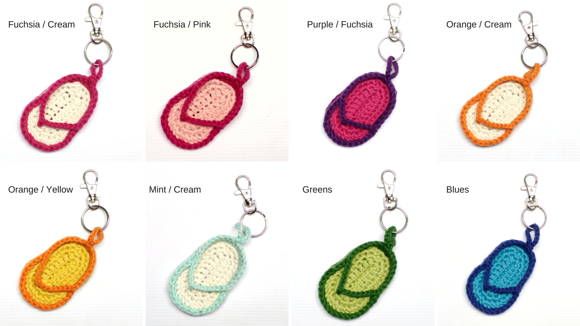 Flip Flop Key Chain, Crochet Flip Flop Key Ring, Travelers Key Fob ...