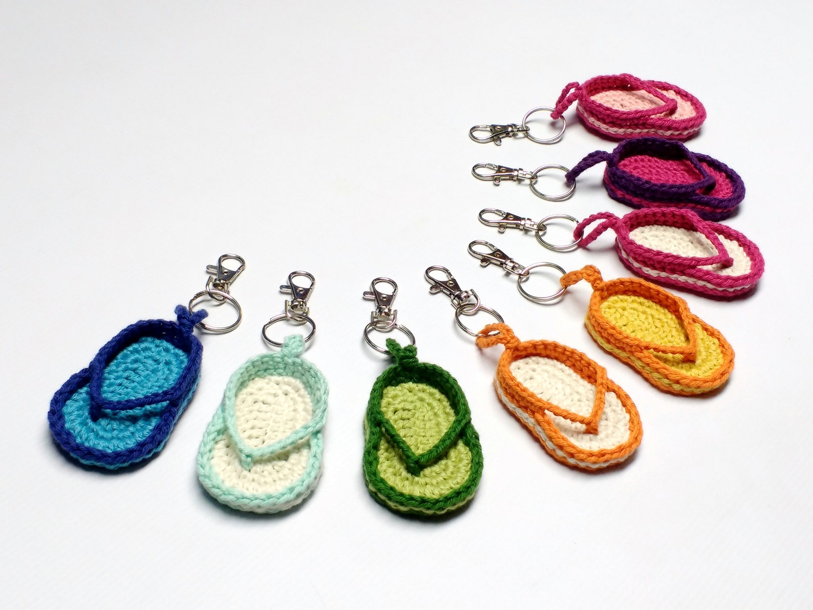 Flip Flop Key Chain, Crochet Flip Flop Key Ring, Travelers Key Fob ...