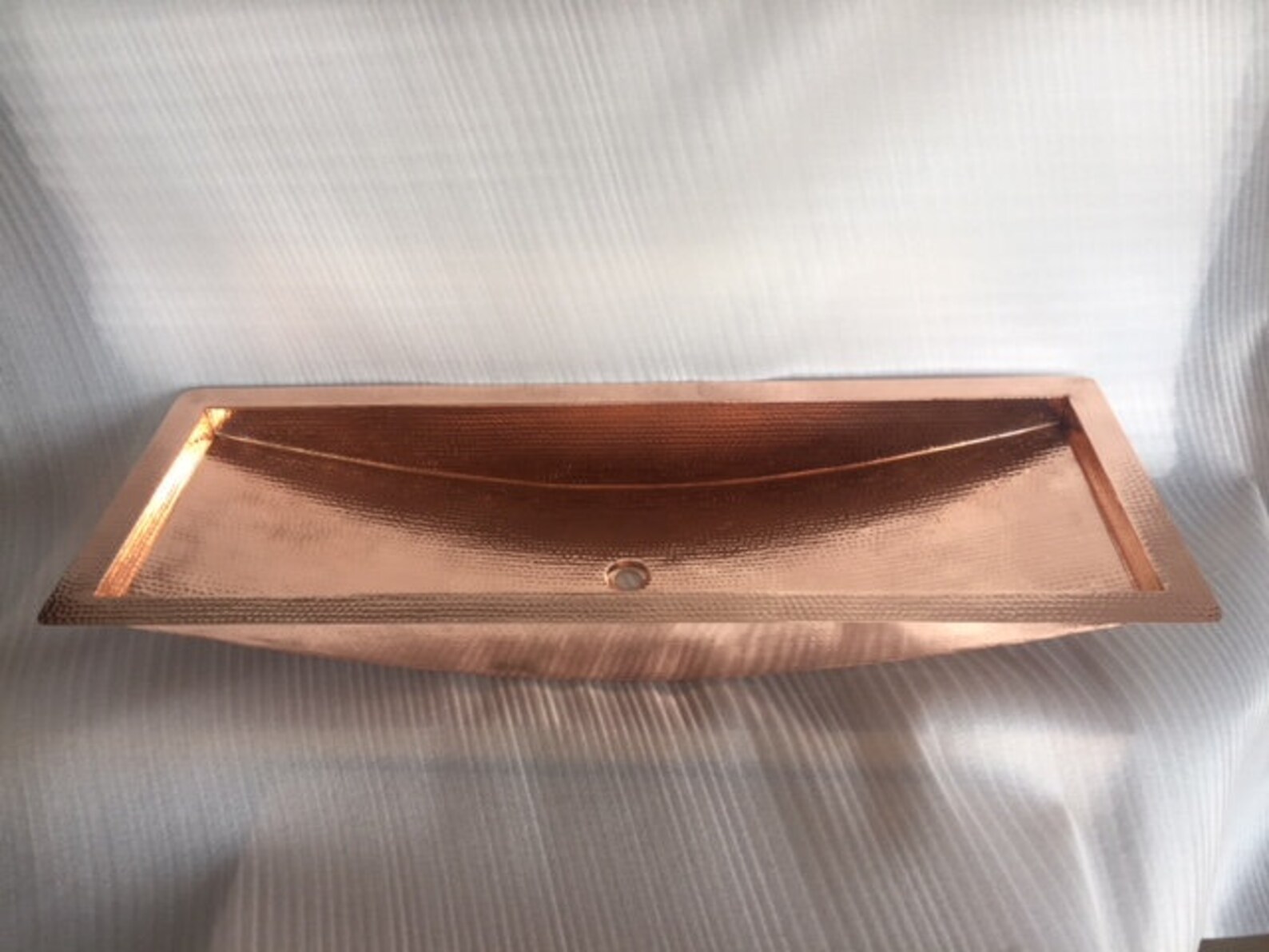 Hand Hammered COPPER Trough Bathroom Vanity Sink in Shiny Copper or ...