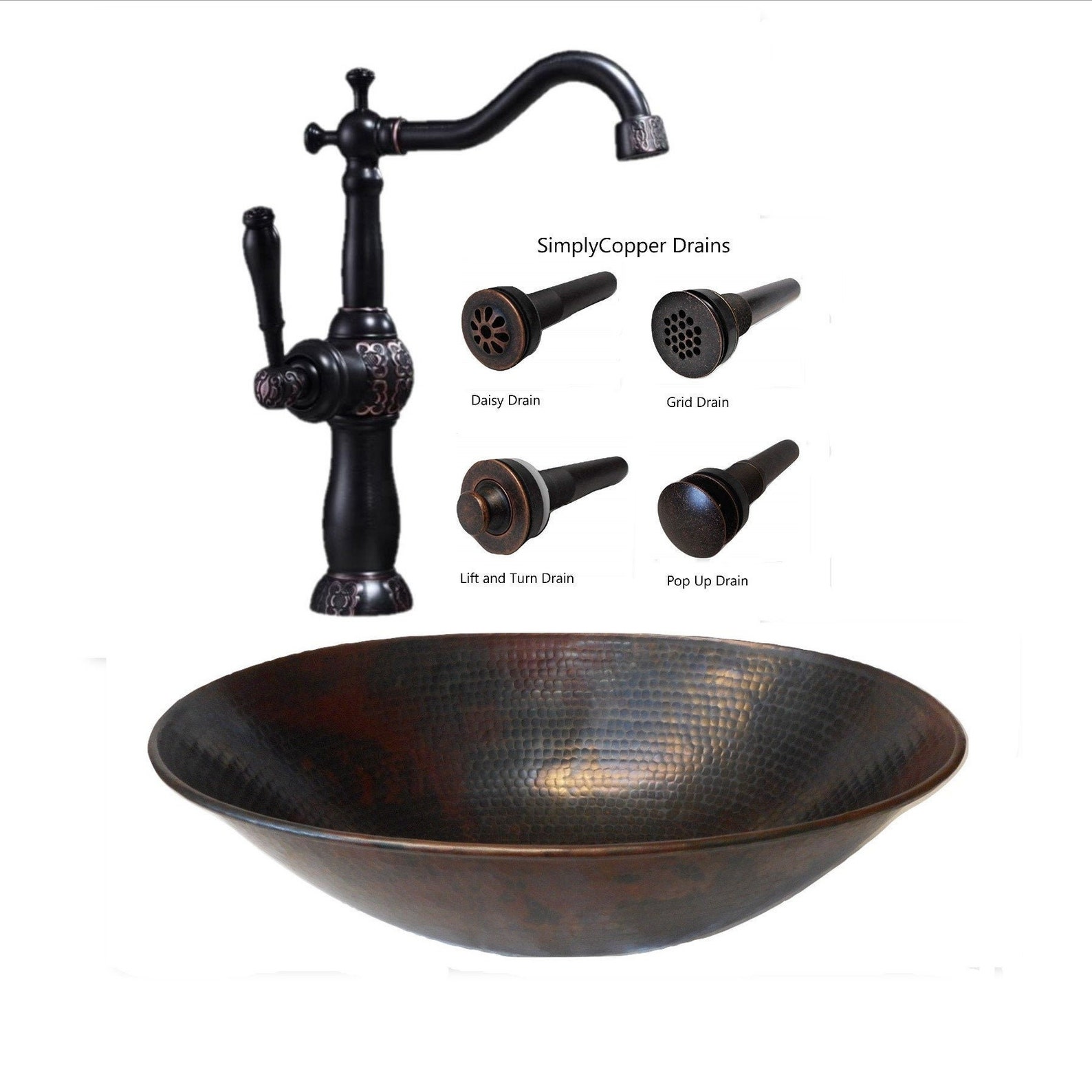 17" Oval Copper Vessel Bathroom Sink With Faucet and Drain Choice - Etsy