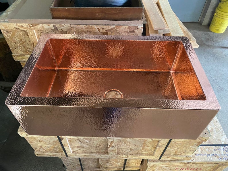 Gorgeous Hand Hammered COPPER Farmhouse Kitchen Sink in SHINY - Etsy