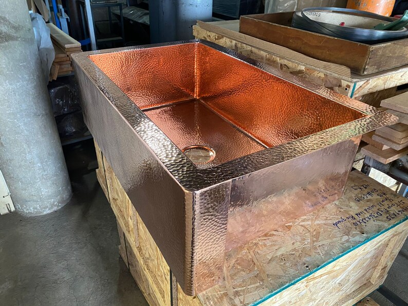 Gorgeous Hand Hammered COPPER Farmhouse Kitchen Sink in SHINY - Etsy