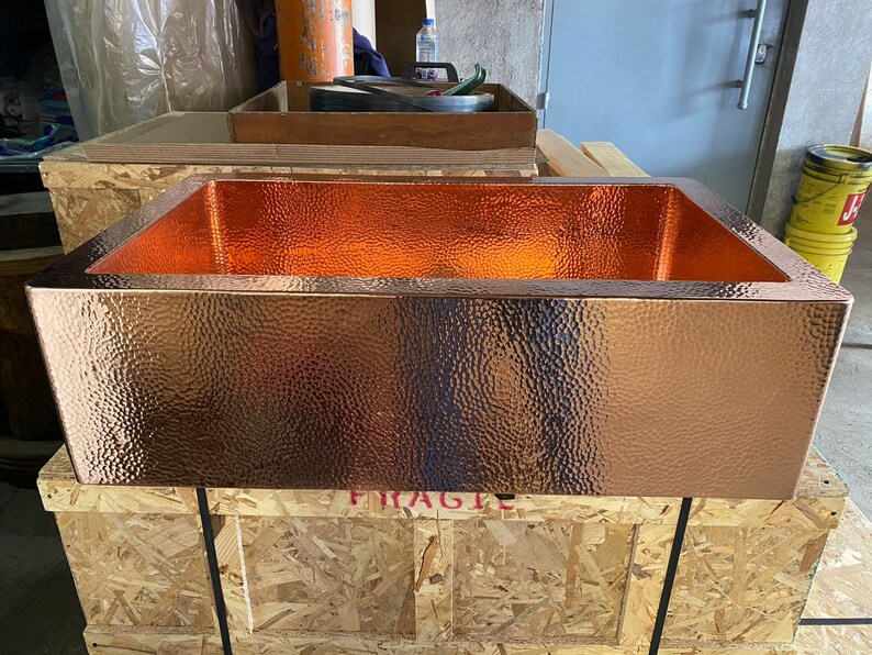 Gorgeous Hand Hammered COPPER Farmhouse Kitchen Sink in SHINY - Etsy