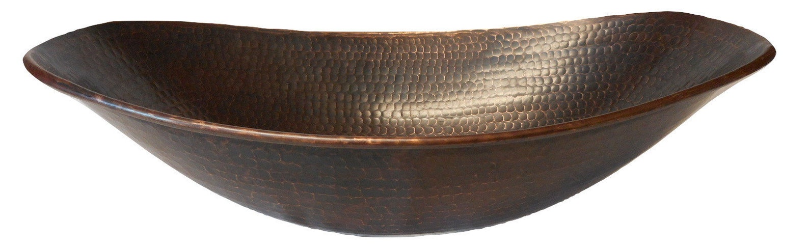 Oval Hand Hammered Copper Modern Sleigh Vessel Bathroom Vanity Sink 18 ...