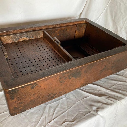 33 Natural Patina Copper Farmhouse Kitchen Sink With - Etsy