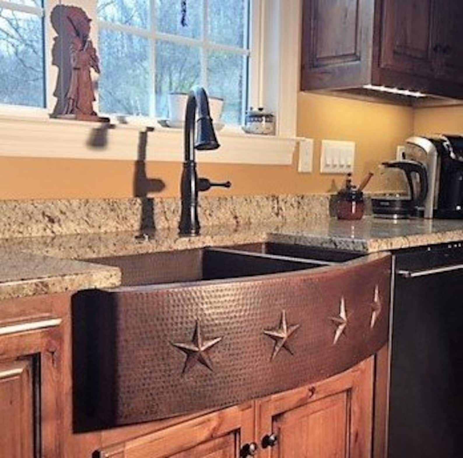 33 Copper Kitchen Farmhouse Sink With Rounded Front and - Etsy