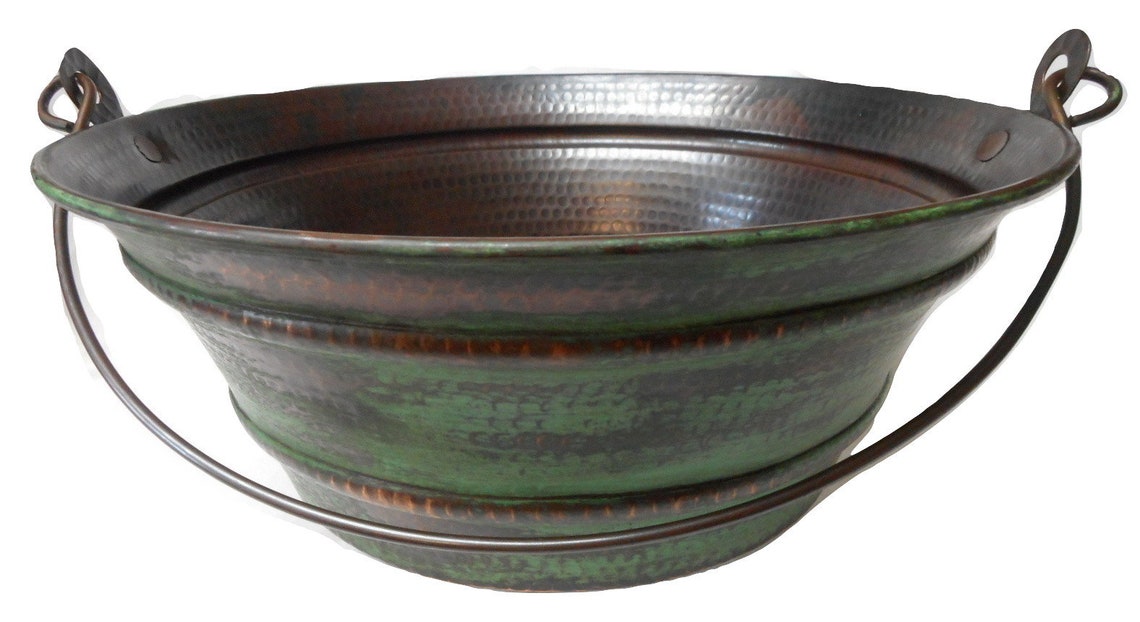 15 Round Hand Hammered Copper Bucket Vessel Sink in | Etsy