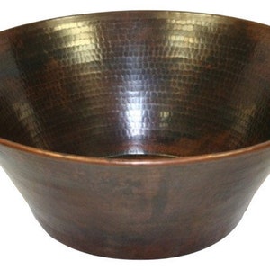 16" Round Copper Cazo With Handles Vessel Vanity Bathroom Sink With ...