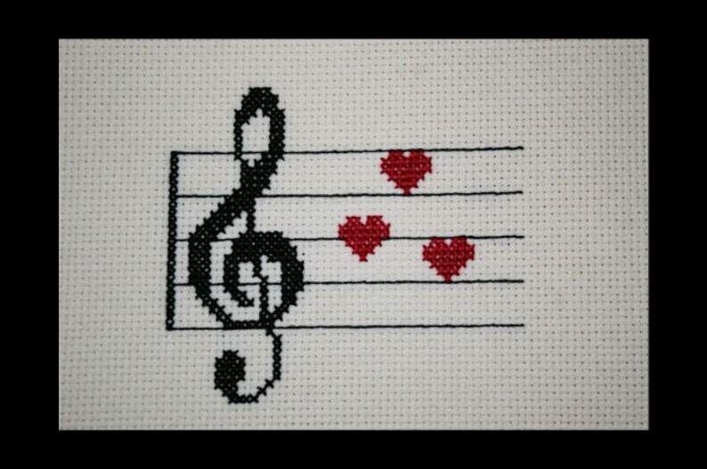 Music Clef Love PDF Cross Stitch Pattern Collection, Treble, Bass, Alto ...