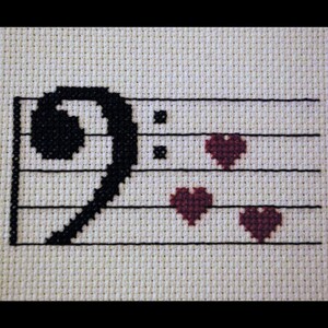Music Clef Love PDF Cross Stitch Pattern Collection, Treble, Bass, Alto ...