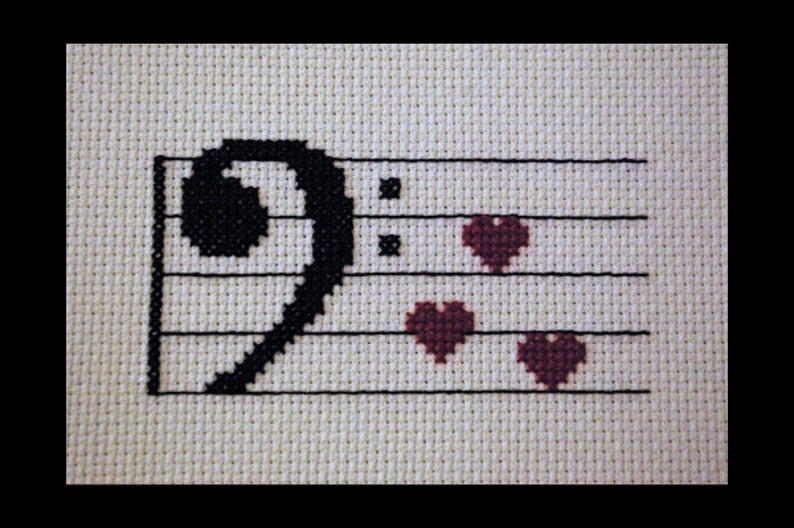 Music Clef Love PDF Cross Stitch Pattern Collection, Treble, Bass, Alto ...