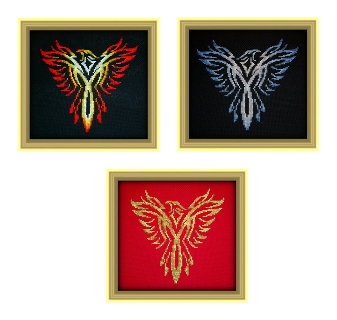 Phoenix Rising Cross Stitch Pattern Golden, Fire, Ice, Phoenix ...