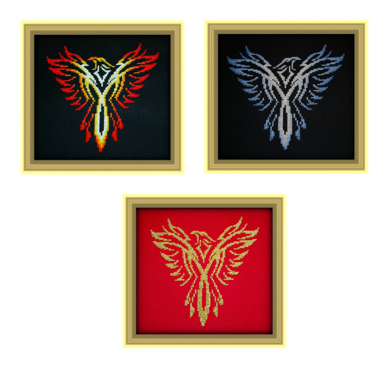 Phoenix Rising Cross Stitch Pattern Golden, Fire, Ice, Phoenix ...