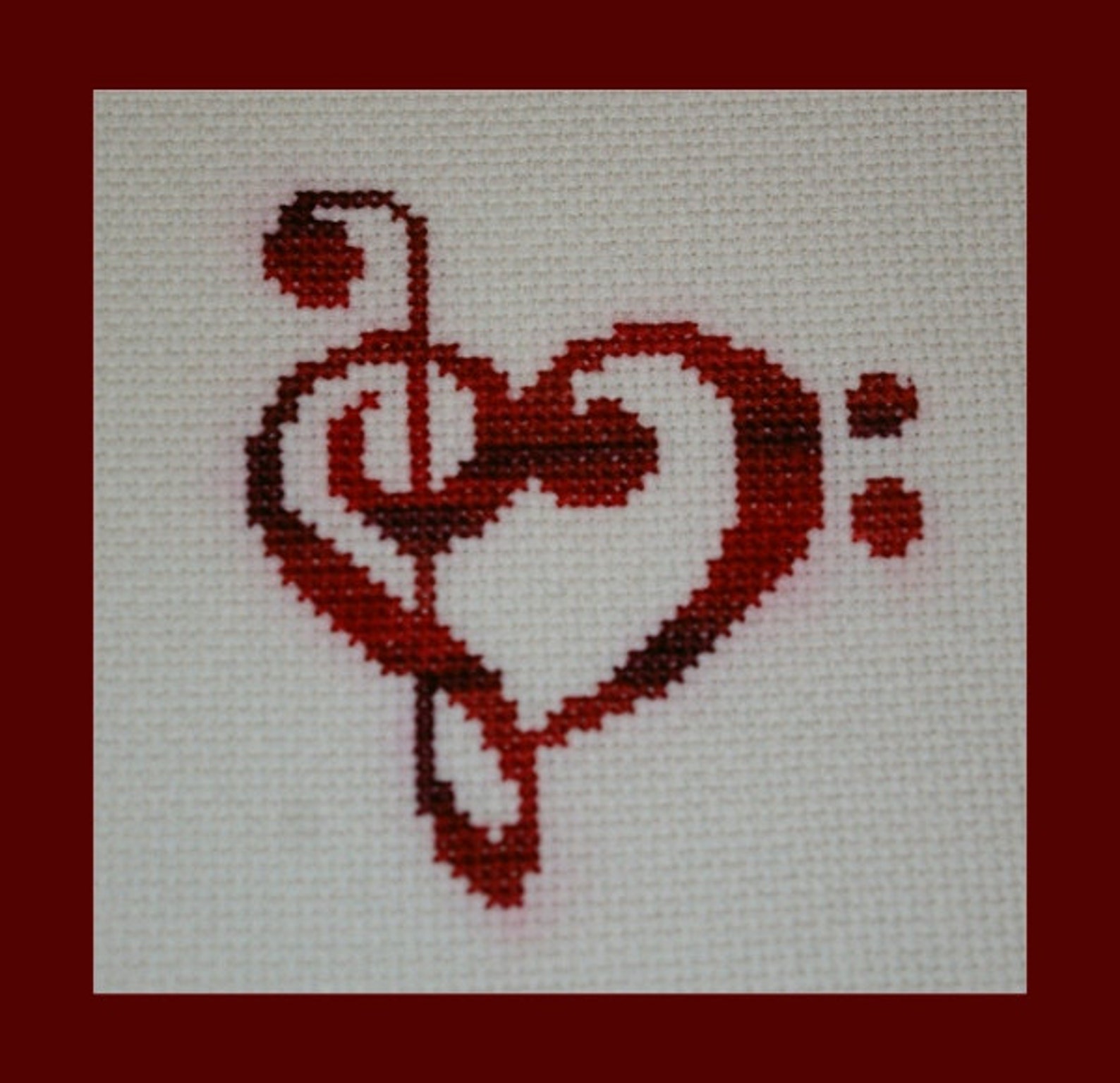 Treble and Bass Clef Heart Cross Stitch Pattern, Valentines Music ...