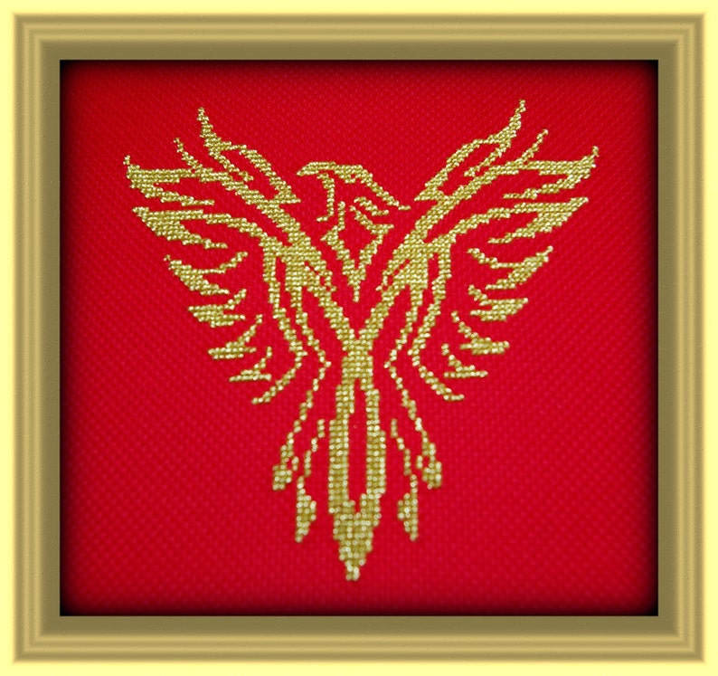 Phoenix Rising Cross Stitch Pattern Golden, Fire, Ice, Phoenix ...