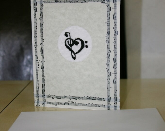 Treble Bass Heart Greeting Card, Music Heart Greeting Card, Handmade ...