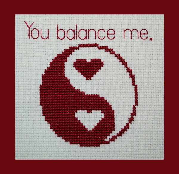 Yin Yang you Balance Me Hearts Cross Stitch Pattern, Yin and Yang With ...