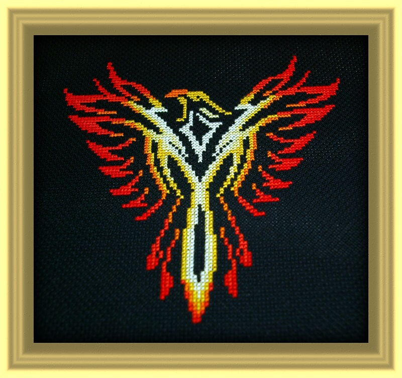 Phoenix Rising Cross Stitch Pattern Golden, Fire, Ice, Phoenix ...