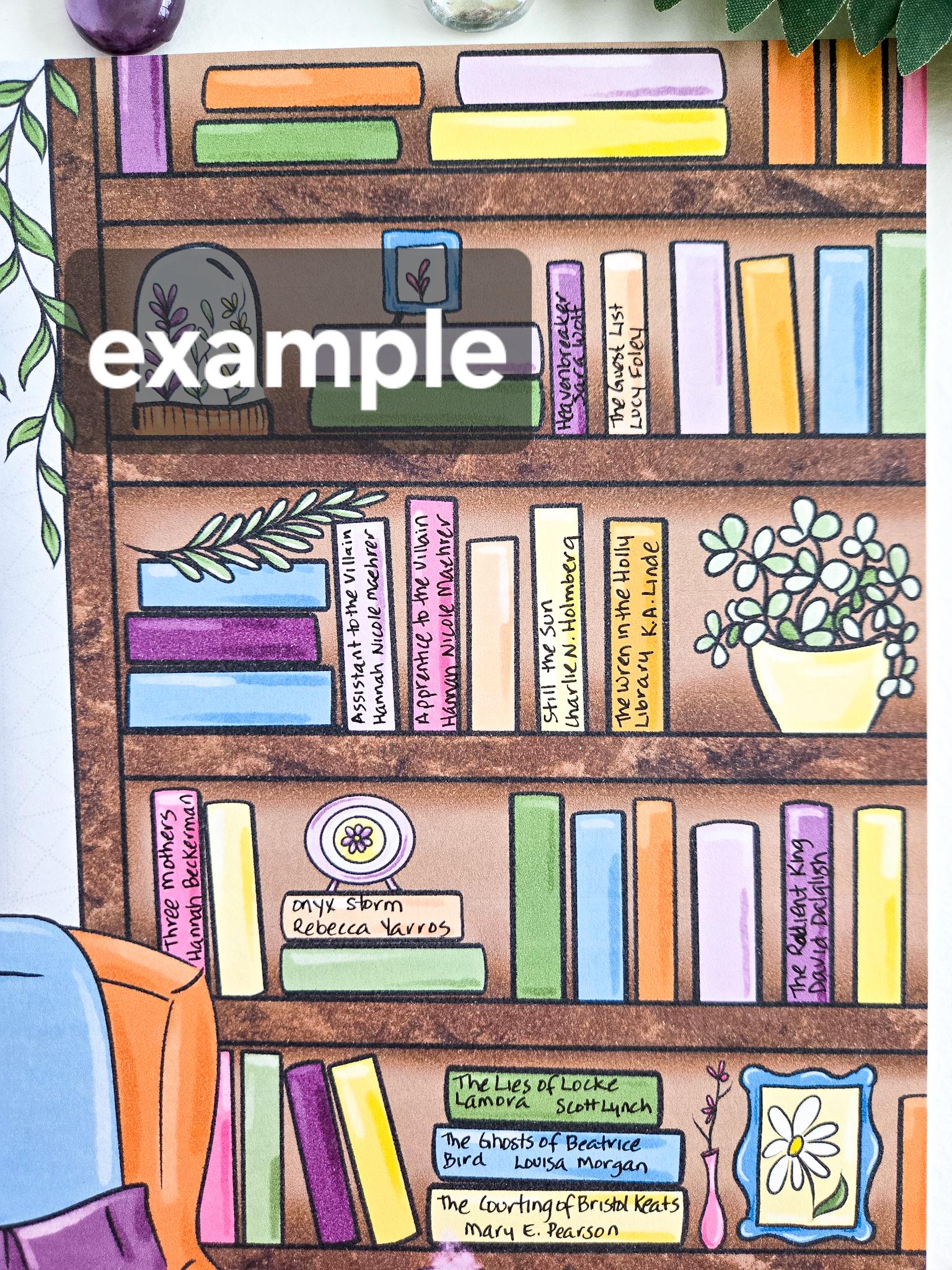 Color-your-own Reading Tracker 8x10 – Cozy Library Bookshelf Outline - Etsy