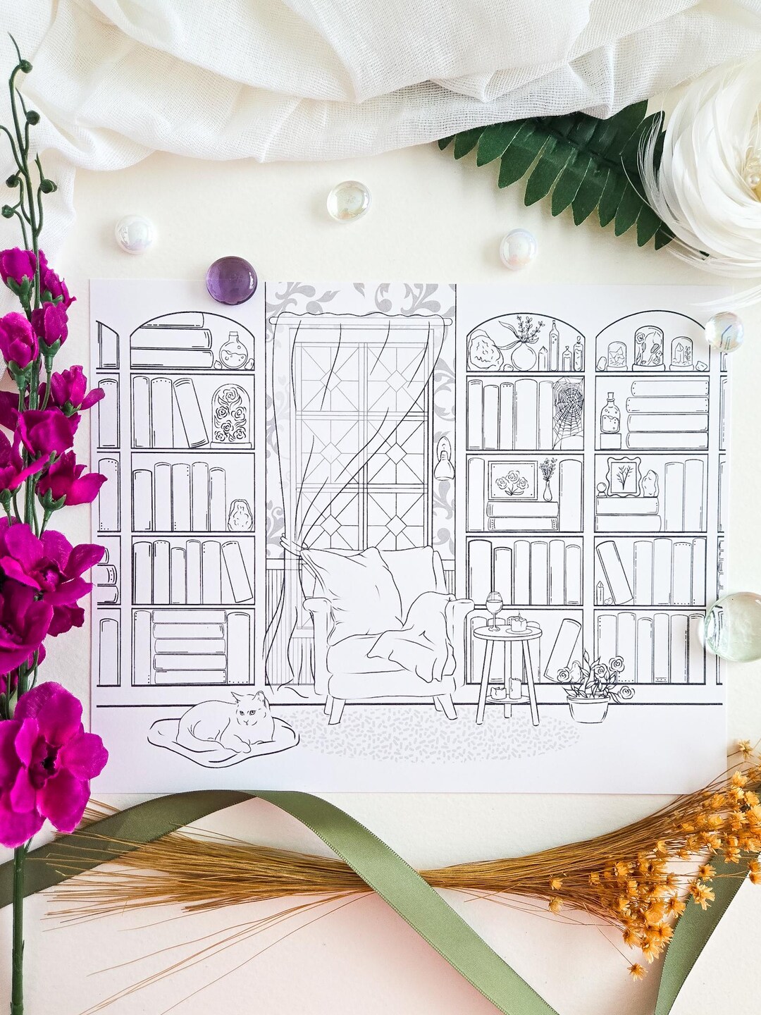 Color-your-own Reading Tracker 8x10 – Cozy Library Bookshelf Outline - Etsy
