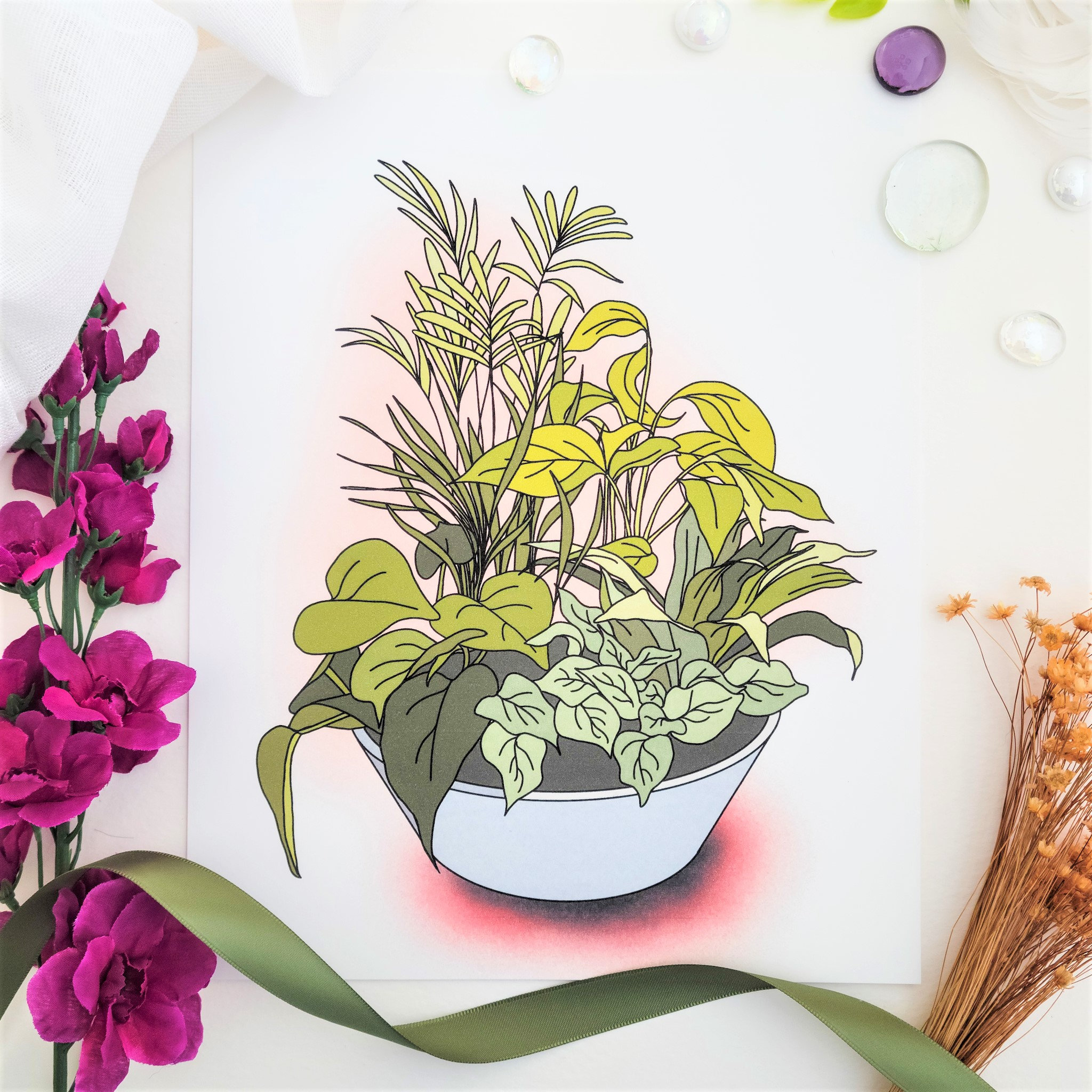 Pothos Plant Art Print House Plant Illustration Indoor - Etsy