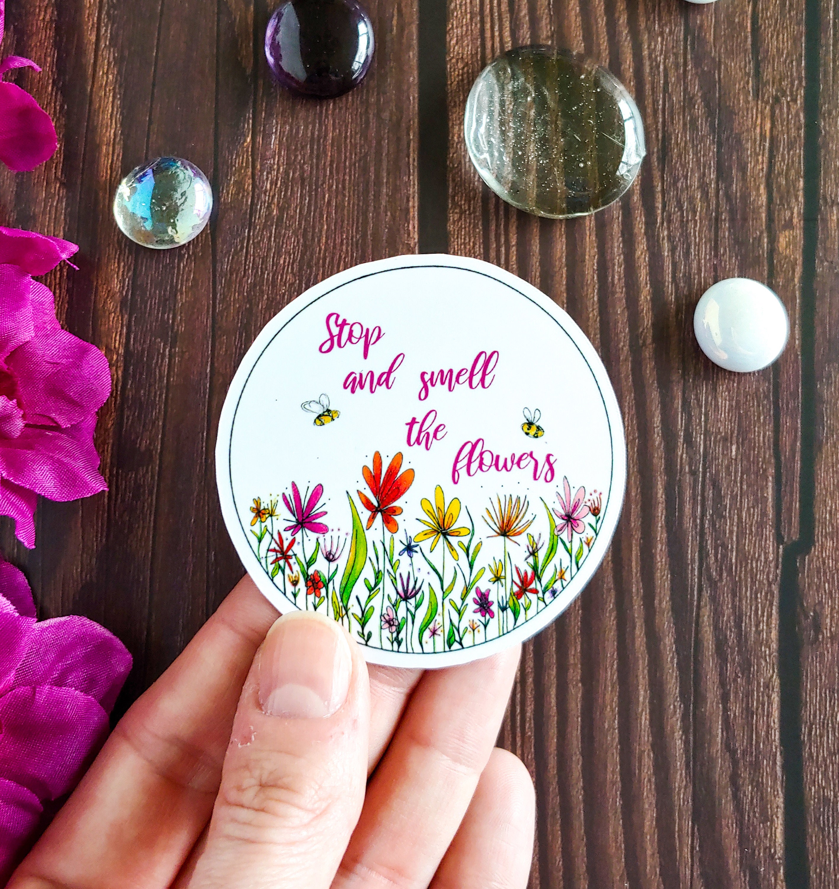 Stop and Smell the Flowers Sticker, Flower Sticker, Quote Sticker ...