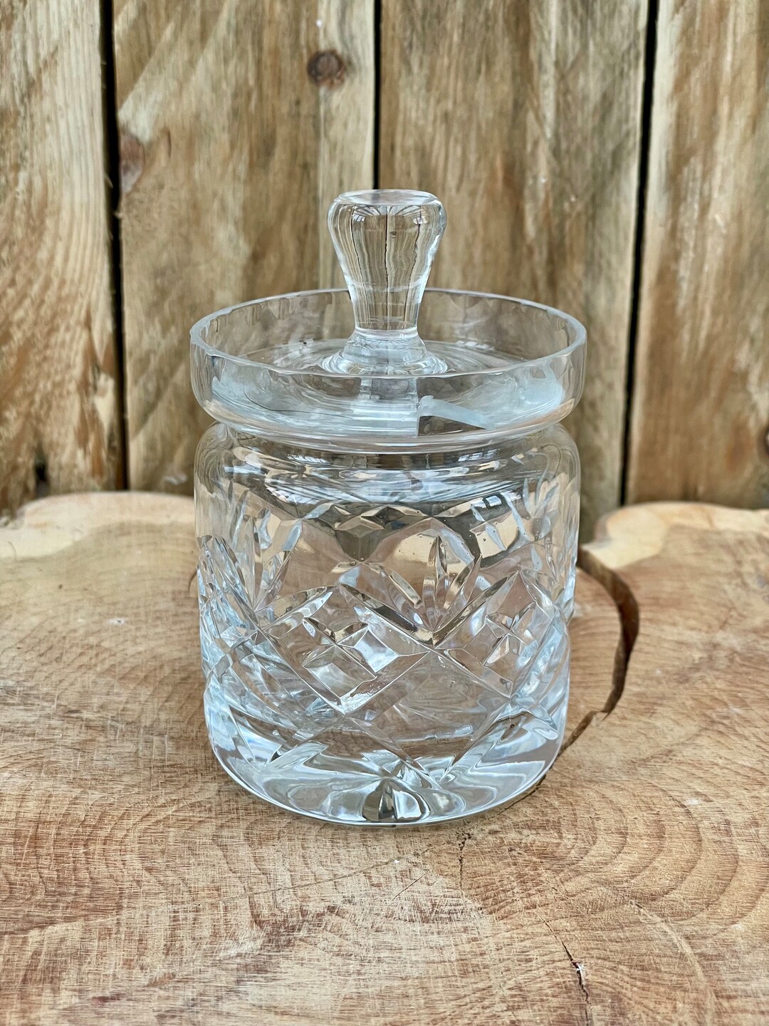 Vintage Cut Glass Condiment/preserve Pot - Etsy