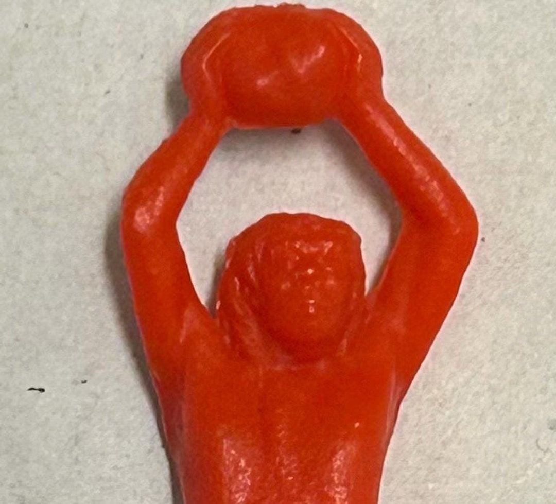 Vintage MPC Caveman Red Plastic Figure Throwing Rock Boulder Play Set ...