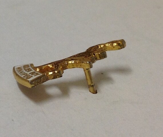 Golden Boy Winnipeg Pin rare white enamel base brown … - Gem